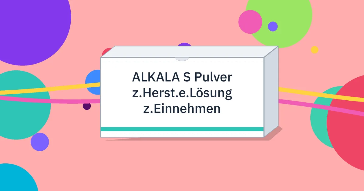 Symbolbild: Packung mit der Aufschrift ALKALA S Pulver z.Herst.e.Lösung z.Einnehmen (PZN 11077891) – Verfügbarkeit und Bezug in Apotheken in Frankfurt am Main