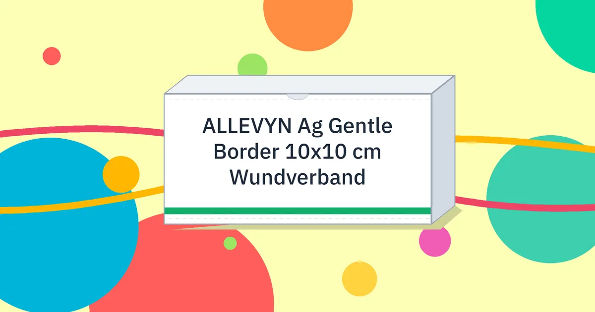 Symbolbild: Packung mit der Aufschrift ALLEVYN Ag Gentle Border 10x10 cm Wundverband (PZN 13831062) – Verfügbarkeit und Bezug in Apotheken in Frankfurt am Main