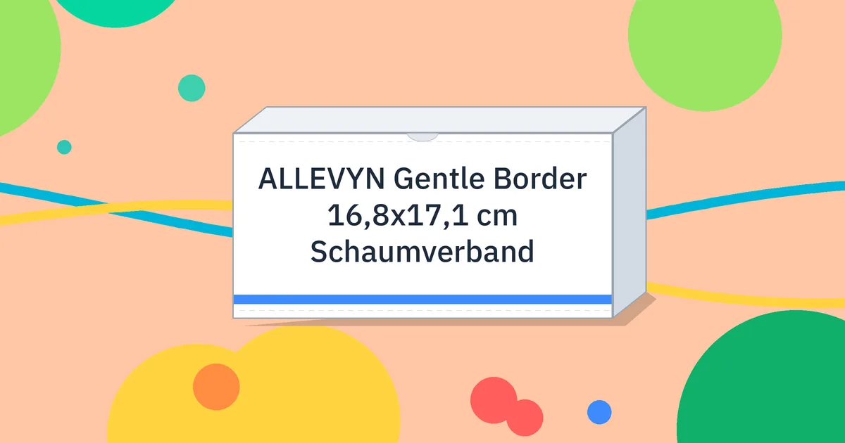 Symbolbild: Packung mit der Aufschrift ALLEVYN Gentle Border 16,8x17,1 cm Schaumverband (PZN 19785038) – Verfügbarkeit und Bezug in Apotheken in Frankfurt am Main