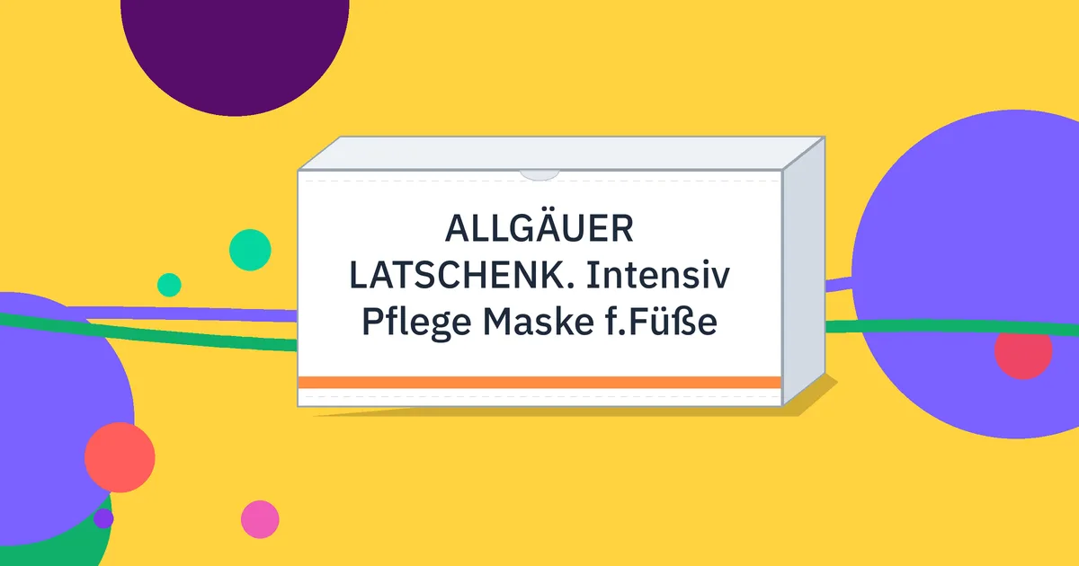 Symbolbild: Packung mit der Aufschrift ALLGÄUER LATSCHENK. Intensiv Pflege Maske f.Füße (PZN 16140111) – Verfügbarkeit und Bezug in Apotheken in Frankfurt am Main