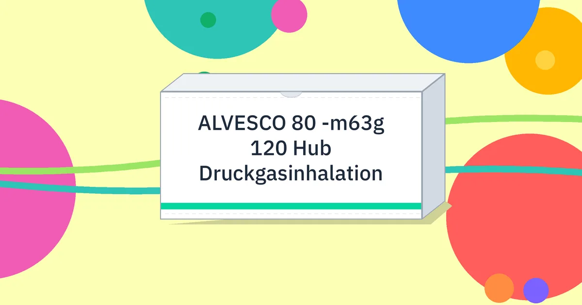 Symbolbild: Packung mit der Aufschrift ALVESCO 80 -m63g 120 Hub Druckgasinhalation (PZN 17835571) – Verfügbarkeit und Bezug in Apotheken in Frankfurt am Main