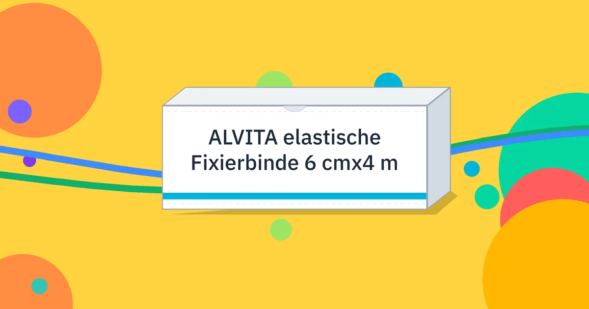 Symbolbild: Packung mit der Aufschrift ALVITA elastische Fixierbinde 6 cmx4 m (PZN 16811491) – Verfügbarkeit und Bezug in Apotheken in Frankfurt am Main