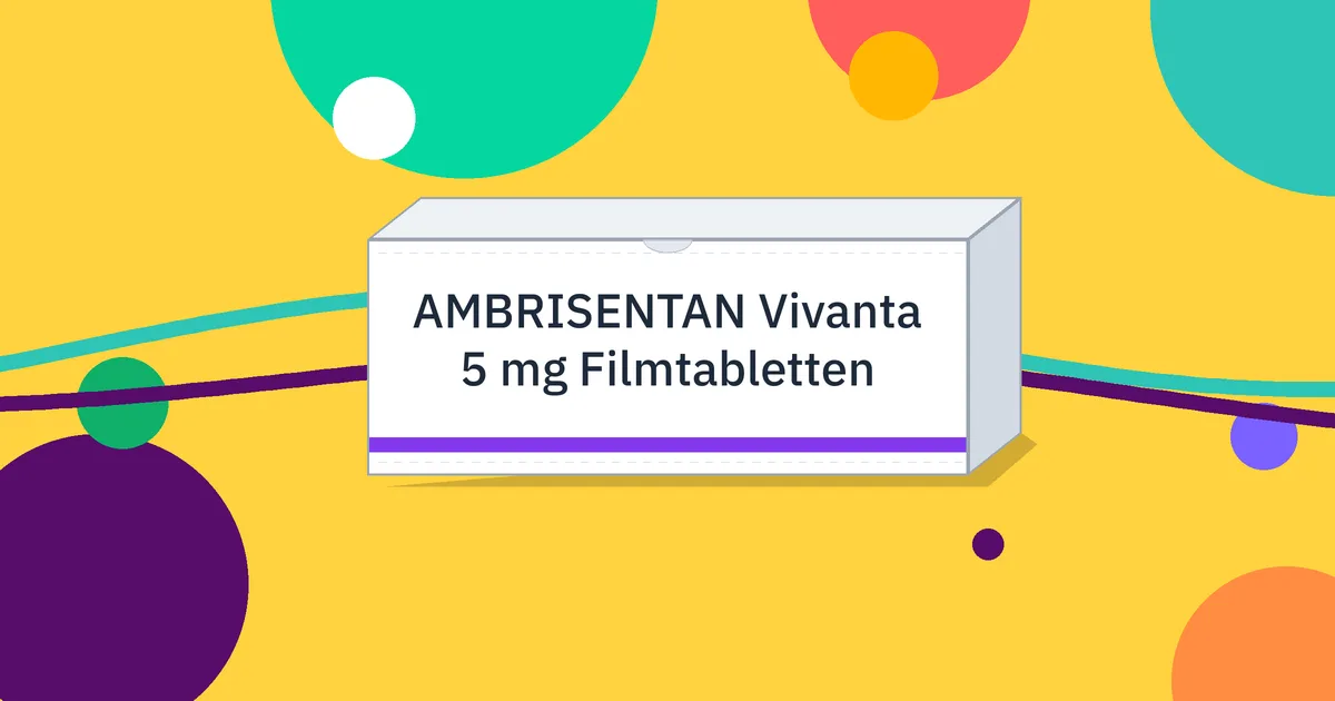 Symbolbild: Packung mit der Aufschrift AMBRISENTAN Vivanta 5 mg Filmtabletten (PZN 19540414) – Verfügbarkeit und Bezug in Apotheken in Frankfurt am Main