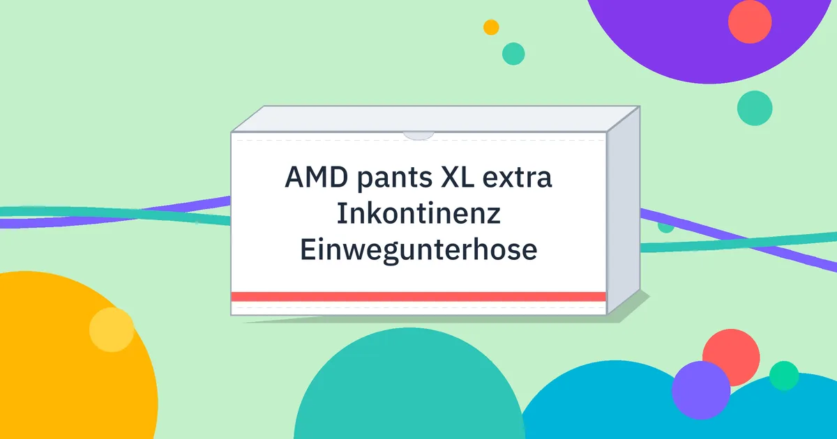 Symbolbild: Packung mit der Aufschrift AMD pants XL extra Inkontinenz Einwegunterhose (PZN 15867822) – Verfügbarkeit und Bezug in Apotheken in Frankfurt am Main
