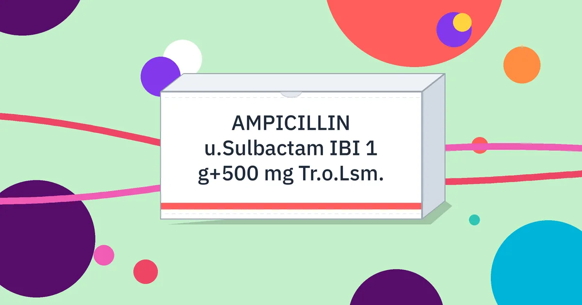 Symbolbild: Packung mit der Aufschrift AMPICILLIN u.Sulbactam IBI 1 g+500 mg Tr.o.Lsm. (PZN 05484534) – Verfügbarkeit und Bezug in Apotheken in Frankfurt am Main