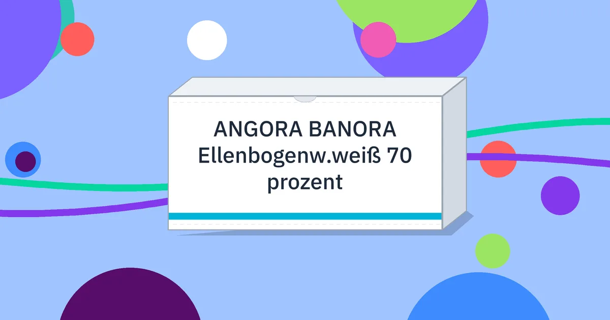 Symbolbild: Packung mit der Aufschrift ANGORA BANORA Ellenbogenw.weiß 70 prozent (PZN 03815808) – Verfügbarkeit und Bezug in Apotheken in Frankfurt am Main