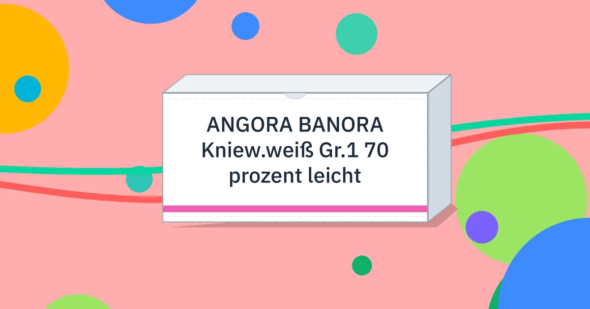 Symbolbild: Packung mit der Aufschrift ANGORA BANORA Kniew.weiß Gr.1 70 prozent leicht (PZN 02769006) – Verfügbarkeit und Bezug in Apotheken in Frankfurt am Main