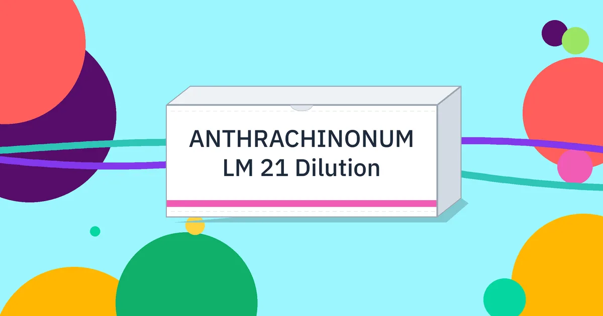Symbolbild: Packung mit der Aufschrift ANTHRACHINONUM LM 21 Dilution (PZN 13370885) – Verfügbarkeit und Bezug in Apotheken in Frankfurt am Main