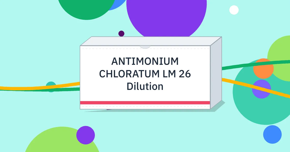 Symbolbild: Packung mit der Aufschrift ANTIMONIUM CHLORATUM LM 26 Dilution (PZN 13372855) – Verfügbarkeit und Bezug in Apotheken in Frankfurt am Main