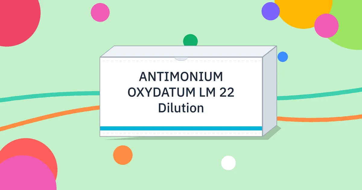 Symbolbild: Packung mit der Aufschrift ANTIMONIUM OXYDATUM LM 22 Dilution (PZN 13374630) – Verfügbarkeit und Bezug in Apotheken in Frankfurt am Main
