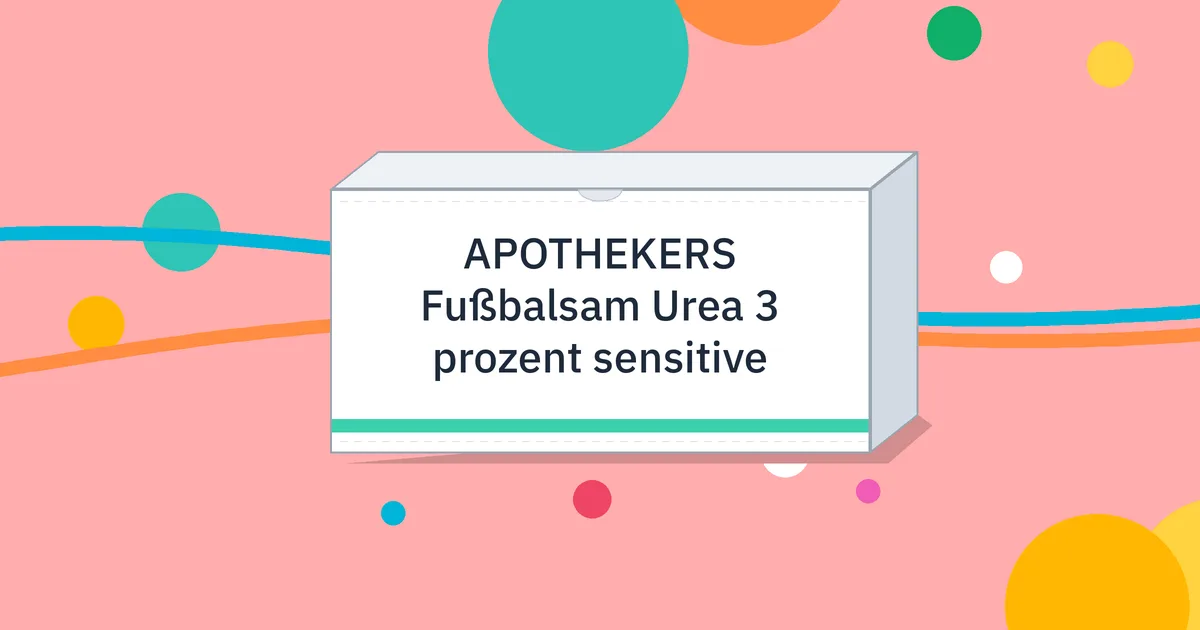 Symbolbild: Packung mit der Aufschrift APOTHEKERS Fußbalsam Urea 3 prozent sensitive (PZN 17964570) – Verfügbarkeit und Bezug in Apotheken in Frankfurt am Main