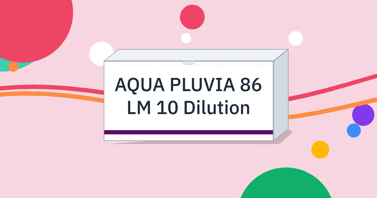 Symbolbild: Packung mit der Aufschrift AQUA PLUVIA 86 LM 10 Dilution (PZN 12766405) – Verfügbarkeit und Bezug in Apotheken in Frankfurt am Main