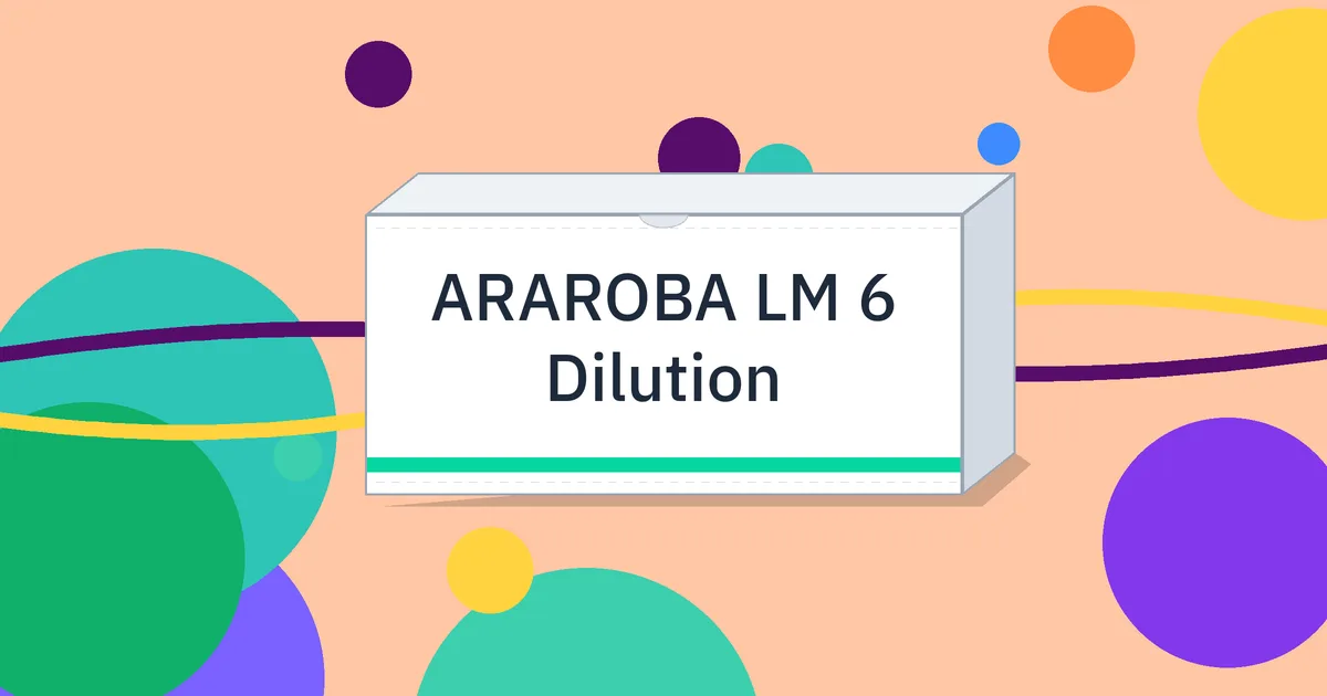 Symbolbild: Packung mit der Aufschrift ARAROBA LM 6 Dilution (PZN 13385496) – Verfügbarkeit und Bezug in Apotheken in Frankfurt am Main