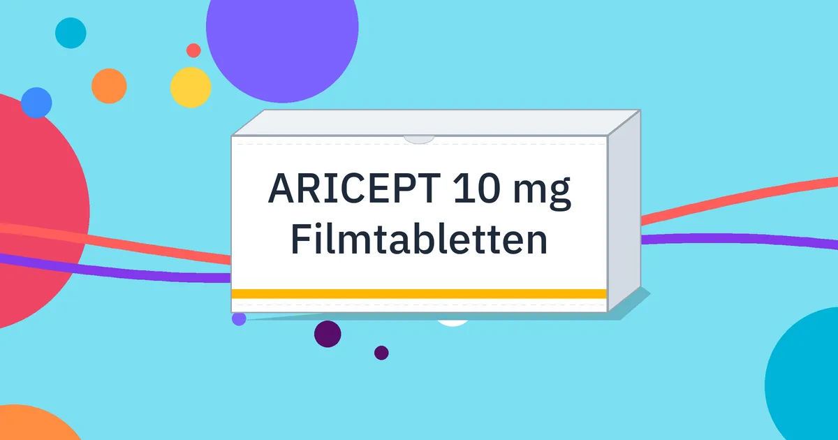 Symbolbild: Packung mit der Aufschrift ARICEPT 10 mg Filmtabletten (PZN 01603870) – Verfügbarkeit und Bezug in Apotheken in Frankfurt am Main