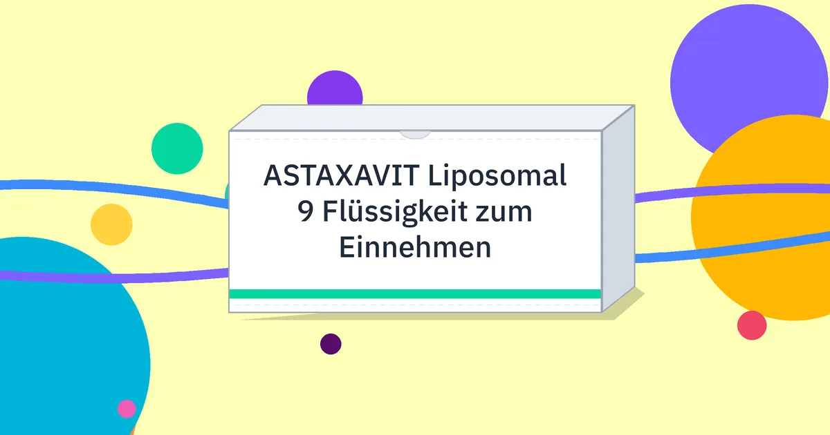 Symbolbild: Packung mit der Aufschrift ASTAXAVIT Liposomal 9 Flüssigkeit zum Einnehmen (PZN 20167334) – Verfügbarkeit und Bezug in Apotheken in Frankfurt am Main