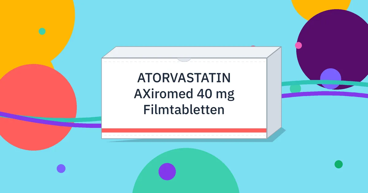 Symbolbild: Packung mit der Aufschrift ATORVASTATIN AXiromed 40 mg Filmtabletten (PZN 13896222) – Verfügbarkeit und Bezug in Apotheken in Frankfurt am Main