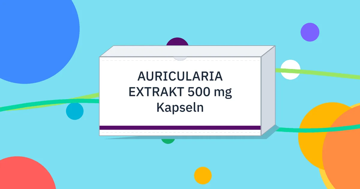 Symbolbild: Packung mit der Aufschrift AURICULARIA EXTRAKT 500 mg Kapseln (PZN 17933380) – Verfügbarkeit und Bezug in Apotheken in Frankfurt am Main