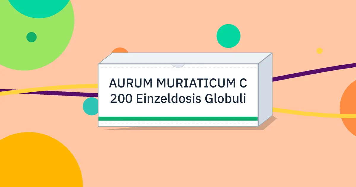 Symbolbild: Packung mit der Aufschrift AURUM MURIATICUM C 200 Einzeldosis Globuli (PZN 01917841) – Verfügbarkeit und Bezug in Apotheken in Frankfurt am Main