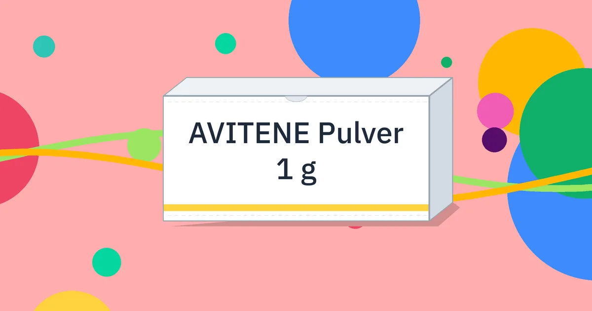 Symbolbild: Packung mit der Aufschrift AVITENE Pulver 1 g (PZN 16718900) – Verfügbarkeit und Bezug in Apotheken in Frankfurt am Main