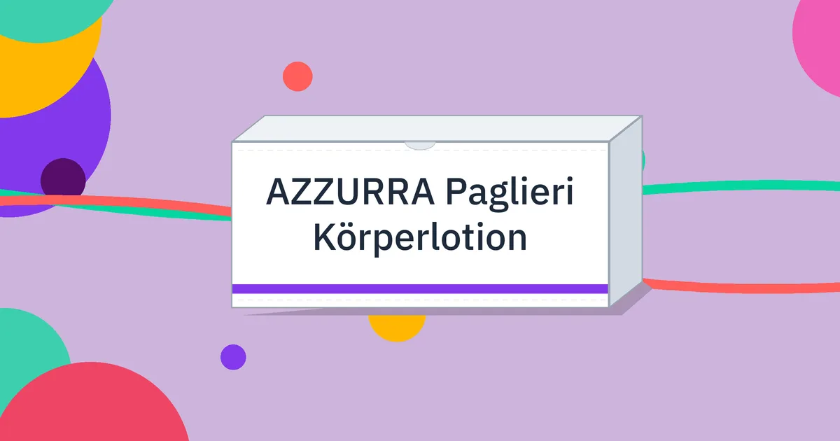 Symbolbild: Packung mit der Aufschrift AZZURRA Paglieri Körperlotion (PZN 07624927) – Verfügbarkeit und Bezug in Apotheken in Frankfurt am Main