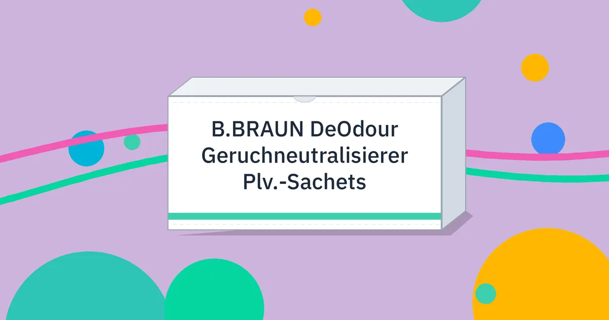 Symbolbild: Packung mit der Aufschrift B.BRAUN DeOdour Geruchneutralisierer Plv.-Sachets (PZN 02955051) – Verfügbarkeit und Bezug in Apotheken in Frankfurt am Main