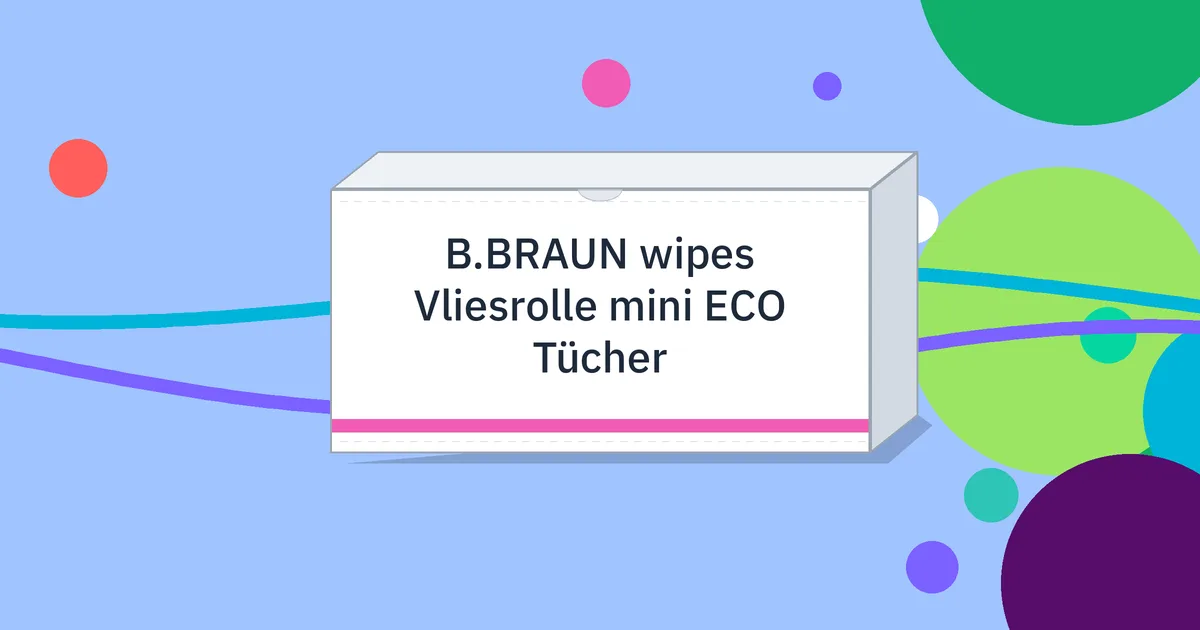 Symbolbild: Packung mit der Aufschrift B.BRAUN wipes Vliesrolle mini ECO Tücher (PZN 10312255) – Verfügbarkeit und Bezug in Apotheken in Frankfurt am Main