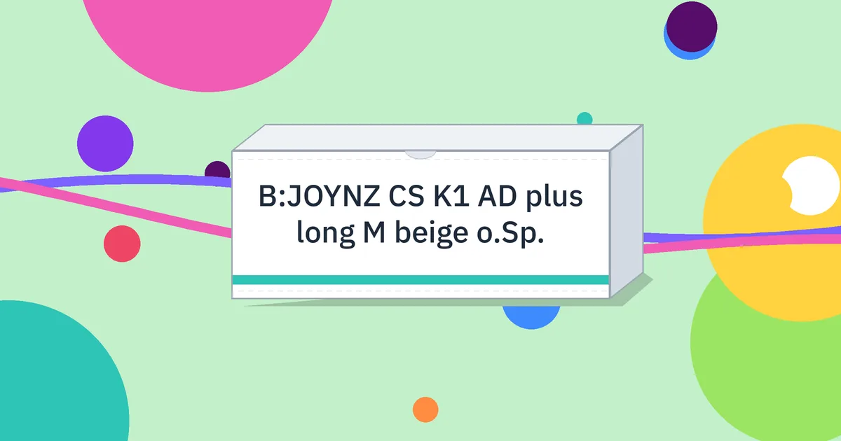 Symbolbild: Packung mit der Aufschrift B:JOYNZ CS K1 AD plus long M beige o.Sp. (PZN 20528051) – Verfügbarkeit und Bezug in Apotheken in Frankfurt am Main