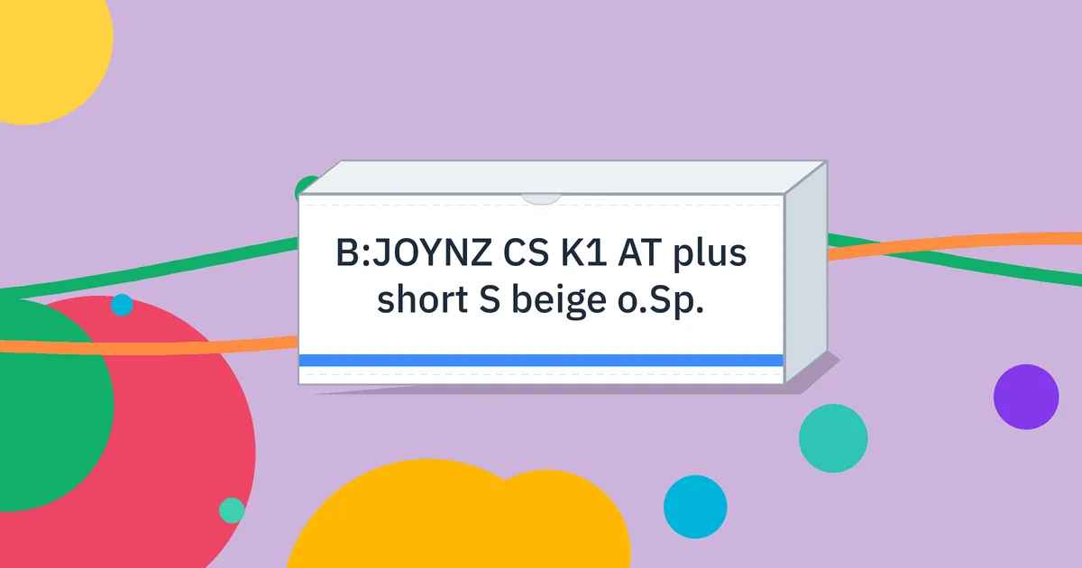 Symbolbild: Packung mit der Aufschrift B:JOYNZ CS K1 AT plus short S beige o.Sp. (PZN 20537558) – Verfügbarkeit und Bezug in Apotheken in Frankfurt am Main