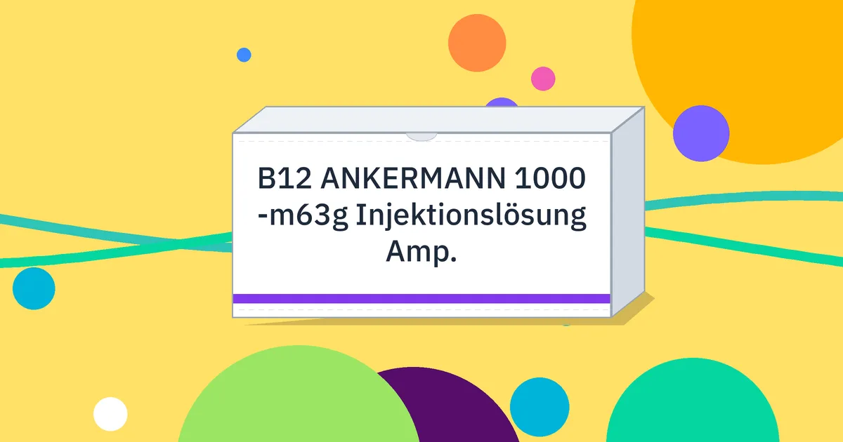 Symbolbild: Packung mit der Aufschrift B12 ANKERMANN 1000 -m63g Injektionslösung Amp. (PZN 00097040) – Verfügbarkeit und Bezug in Apotheken in Frankfurt am Main