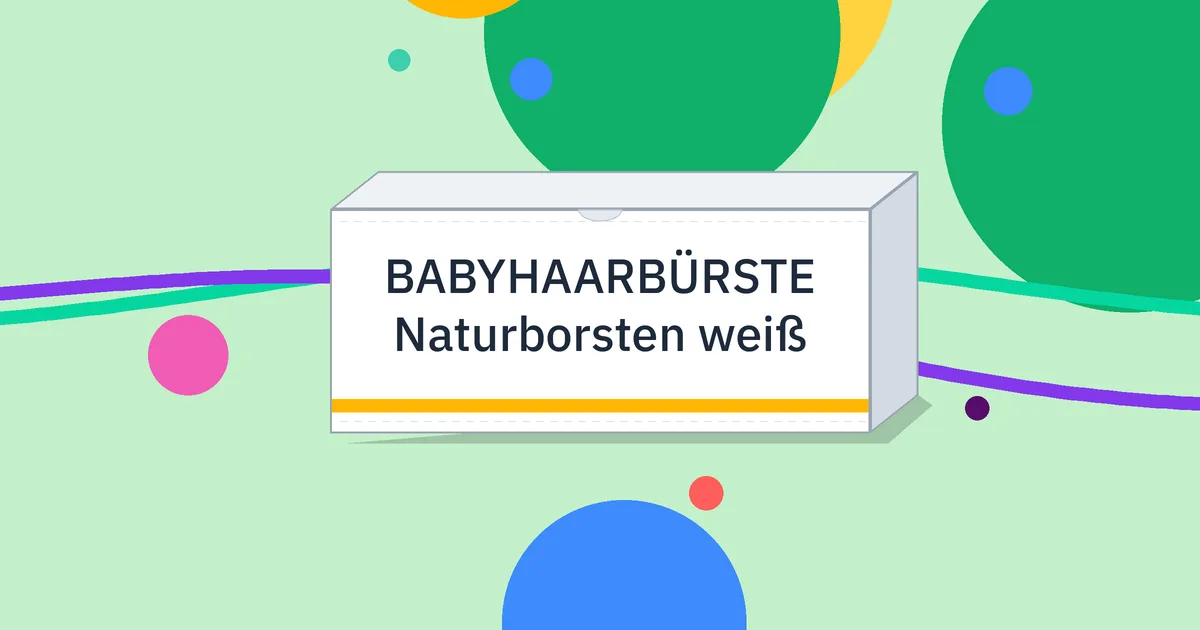 Symbolbild: Packung mit der Aufschrift BABYHAARBÜRSTE Naturborsten weiß (PZN 01724622) – Verfügbarkeit und Bezug in Apotheken in Frankfurt am Main
