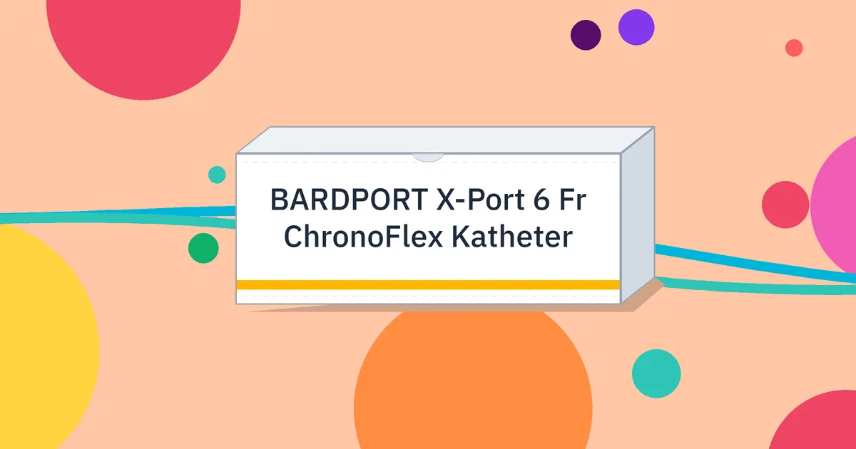 Symbolbild: Packung mit der Aufschrift BARDPORT X-Port 6 Fr ChronoFlex Katheter (PZN 02756015) – Verfügbarkeit und Bezug in Apotheken in Frankfurt am Main