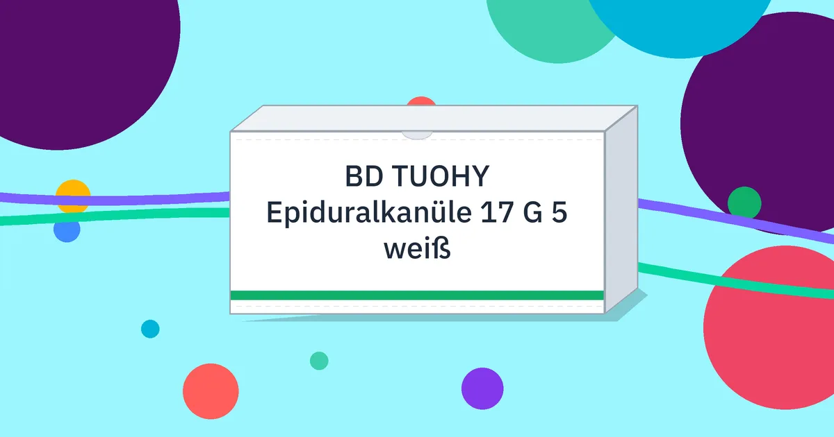 Symbolbild: Packung mit der Aufschrift BD TUOHY Epiduralkanüle 17 G 5 weiß (PZN 07664424) – Verfügbarkeit und Bezug in Apotheken in Frankfurt am Main