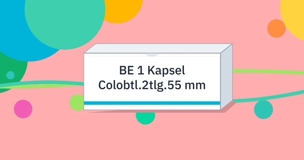 Symbolbild: Packung mit der Aufschrift BE 1 Kapsel Colobtl.2tlg.55 mm (PZN 15198462) – Verfügbarkeit und Bezug in Apotheken in Frankfurt am Main