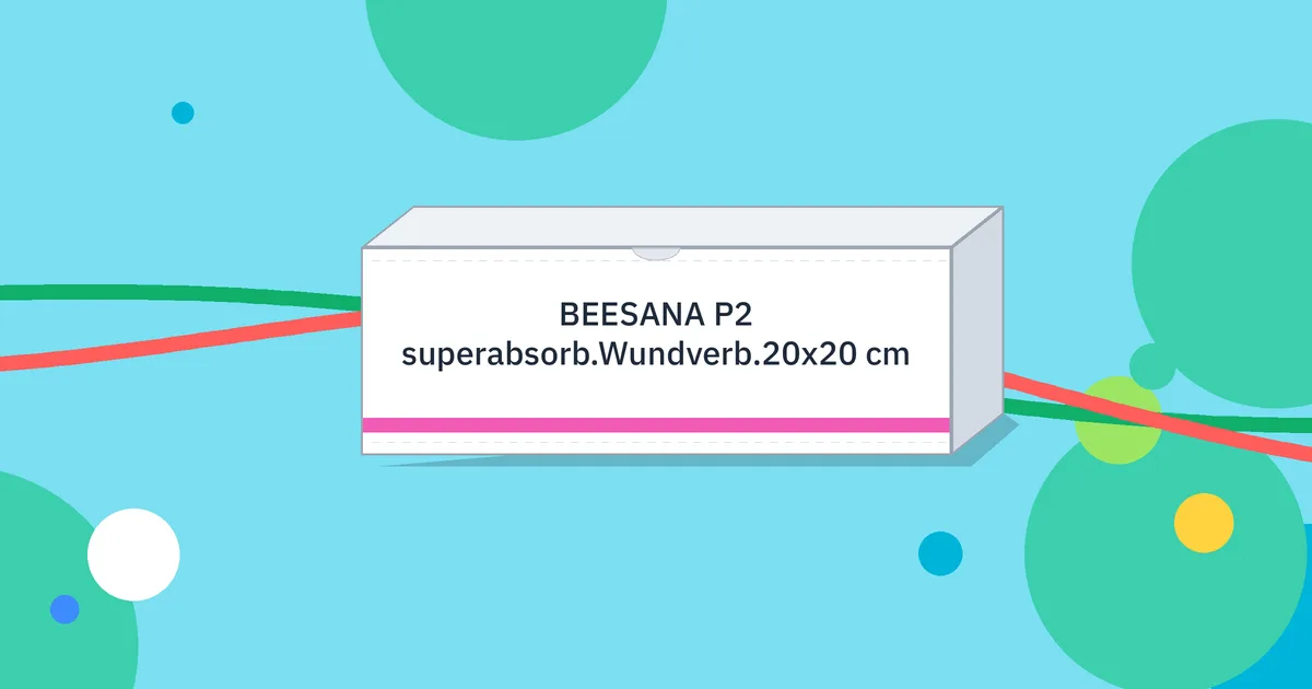 Symbolbild: Packung mit der Aufschrift BEESANA P2 superabsorb.Wundverb.20x20 cm (PZN 10941264) – Verfügbarkeit und Bezug in Apotheken in Frankfurt am Main