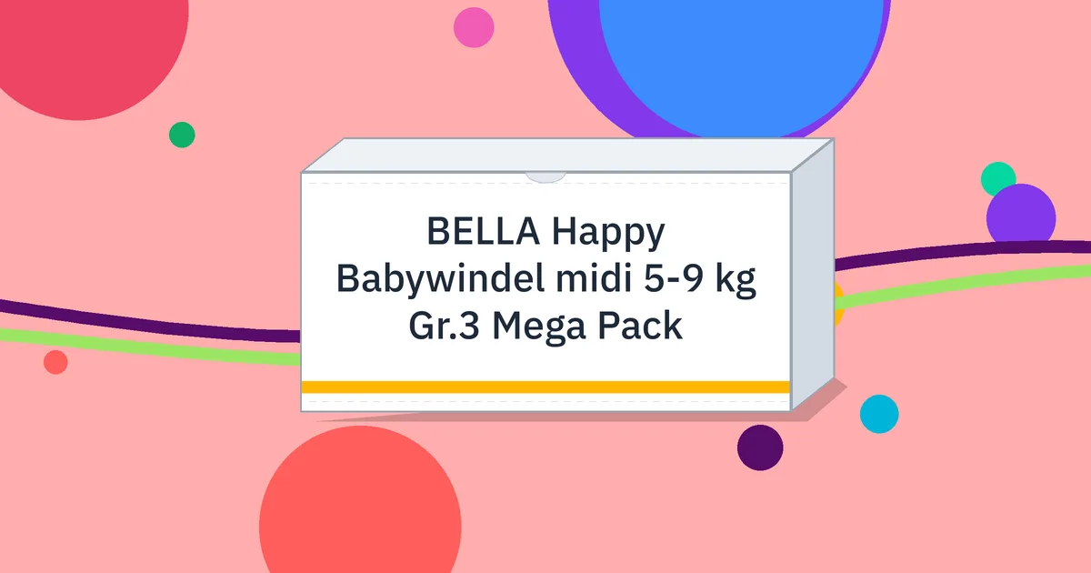 Symbolbild: Packung mit der Aufschrift BELLA Happy Babywindel midi 5-9 kg Gr.3 Mega Pack (PZN 15591194) – Verfügbarkeit und Bezug in Apotheken in Frankfurt am Main
