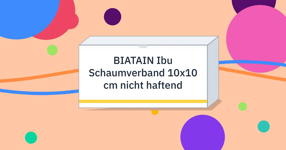 Symbolbild: Packung mit der Aufschrift BIATAIN Ibu Schaumverband 10x10 cm nicht haftend (PZN 11646840) – Verfügbarkeit und Bezug in Apotheken in Frankfurt am Main