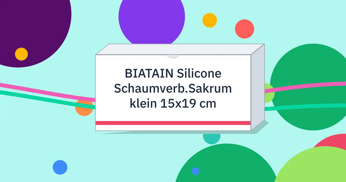Symbolbild: Packung mit der Aufschrift BIATAIN Silicone Schaumverb.Sakrum klein 15x19 cm (PZN 19166789) – Verfügbarkeit und Bezug in Apotheken in Frankfurt am Main