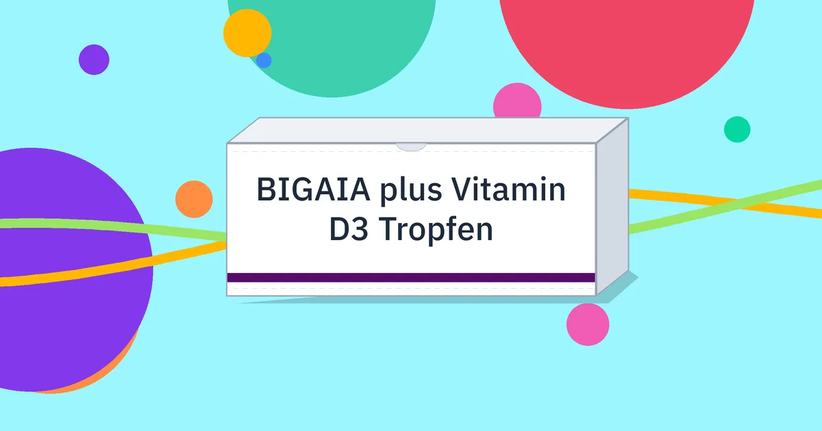 Symbolbild: Packung mit der Aufschrift BIGAIA plus Vitamin D3 Tropfen (PZN 10270479) – Verfügbarkeit und Bezug in Apotheken in Frankfurt am Main