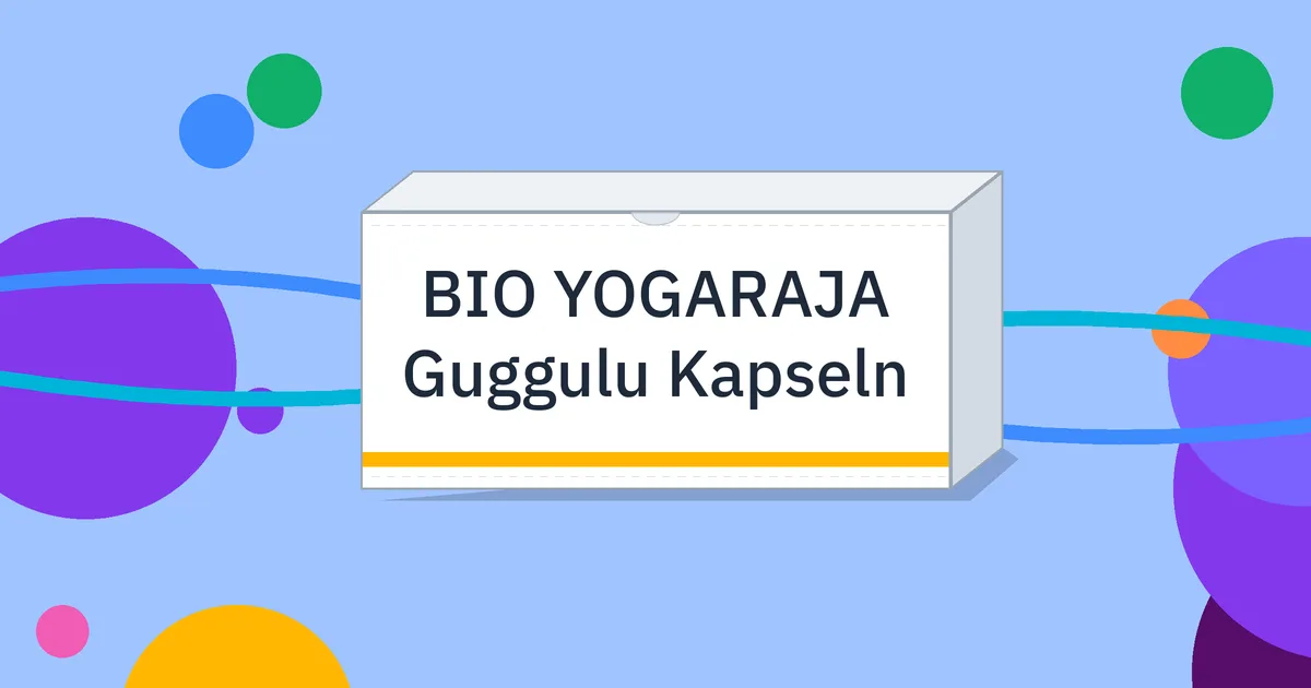 Symbolbild: Packung mit der Aufschrift BIO YOGARAJA Guggulu Kapseln (PZN 16707285) – Verfügbarkeit und Bezug in Apotheken in Frankfurt am Main