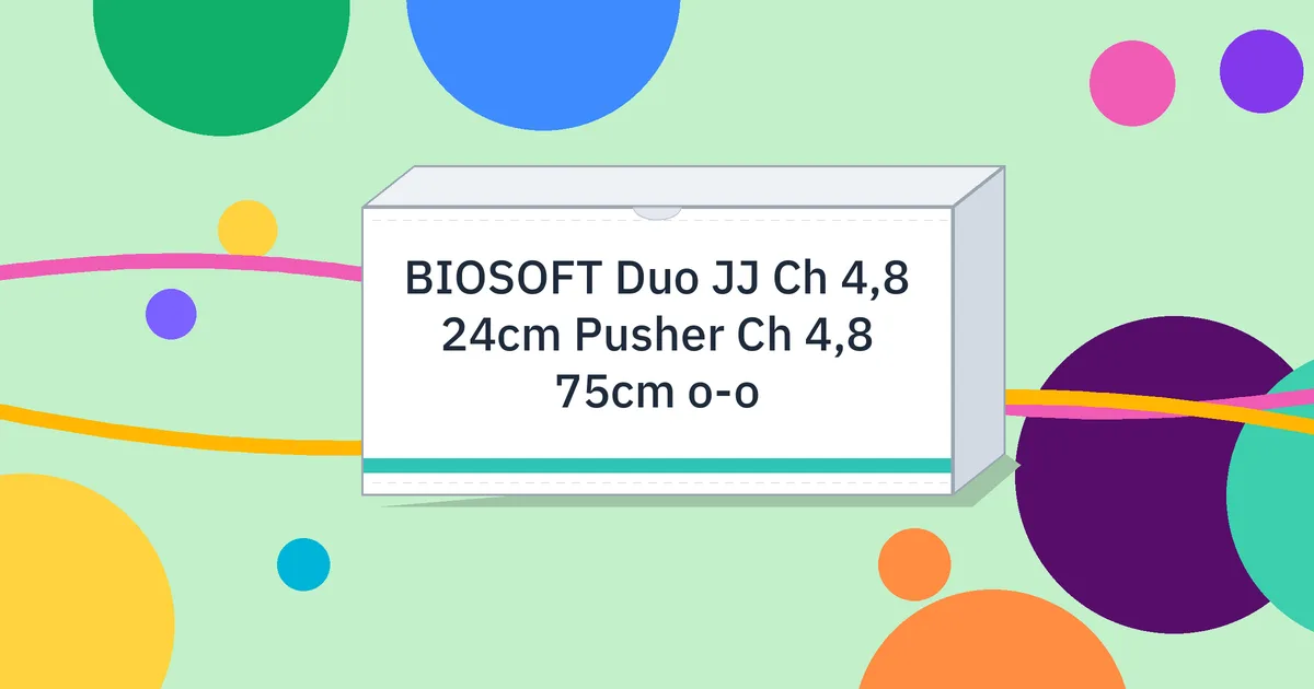 Symbolbild: Packung mit der Aufschrift BIOSOFT Duo JJ Ch 4,8 24cm Pusher Ch 4,8 75cm o-o (PZN 19672280) – Verfügbarkeit und Bezug in Apotheken in Frankfurt am Main