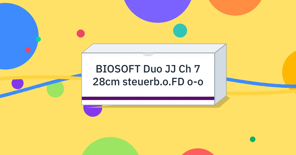 Symbolbild: Packung mit der Aufschrift BIOSOFT Duo JJ Ch 7 28cm steuerb.o.FD o-o (PZN 17510099) – Verfügbarkeit und Bezug in Apotheken in Frankfurt am Main