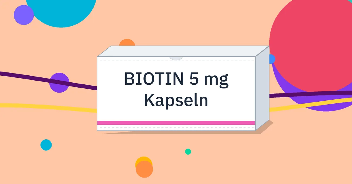 Symbolbild: Packung mit der Aufschrift BIOTIN 5 mg Kapseln (PZN 17848361) – Verfügbarkeit und Bezug in Apotheken in Frankfurt am Main