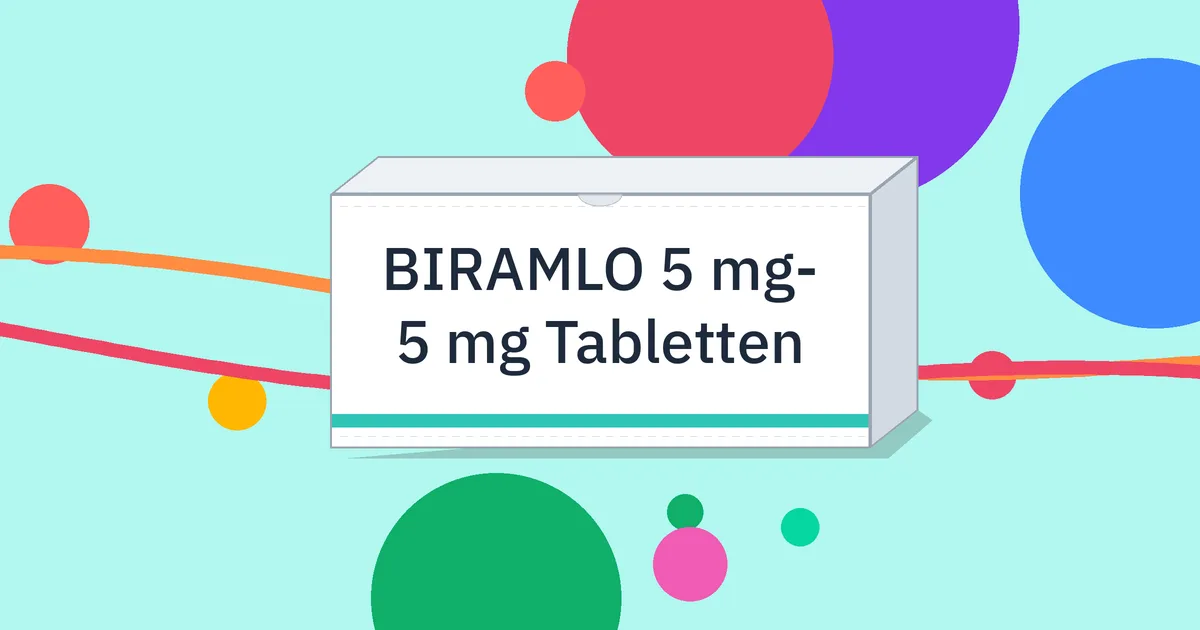 Symbolbild: Packung mit der Aufschrift BIRAMLO 5 mg-5 mg Tabletten (PZN 12449975) – Verfügbarkeit und Bezug in Apotheken in Frankfurt am Main