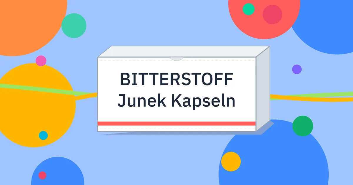 Symbolbild: Packung mit der Aufschrift BITTERSTOFF Junek Kapseln (PZN 10051300) – Verfügbarkeit und Bezug in Apotheken in Frankfurt am Main
