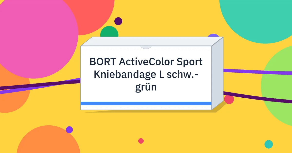 Symbolbild: Packung mit der Aufschrift BORT ActiveColor Sport Kniebandage L schw.-grün (PZN 12573801) – Verfügbarkeit und Bezug in Apotheken in Frankfurt am Main