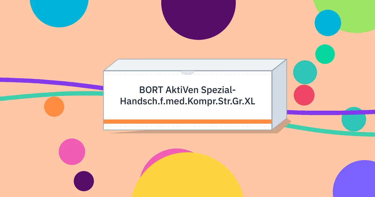 Symbolbild: Packung mit der Aufschrift BORT AktiVen Spezial-Handsch.f.med.Kompr.Str.Gr.XL (PZN 13706233) – Verfügbarkeit und Bezug in Apotheken in Frankfurt am Main
