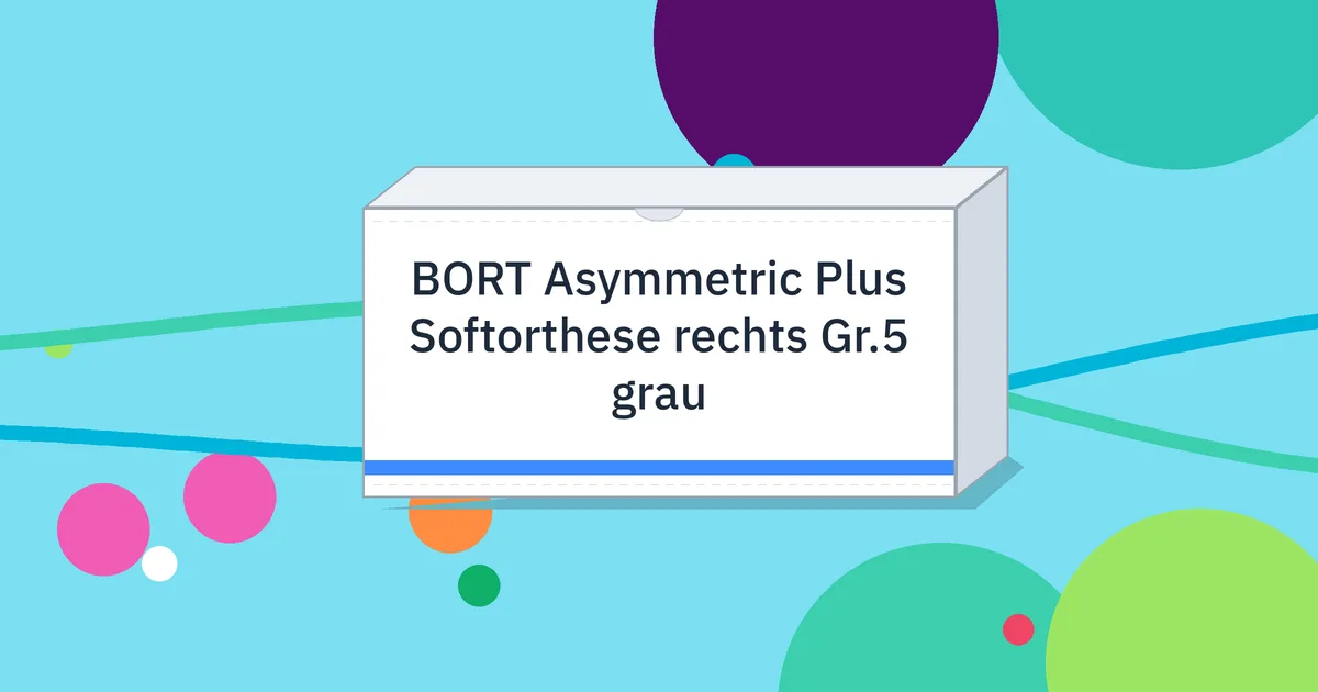 Symbolbild: Packung mit der Aufschrift BORT Asymmetric Plus Softorthese rechts Gr.5 grau (PZN 20105362) – Verfügbarkeit und Bezug in Apotheken in Frankfurt am Main