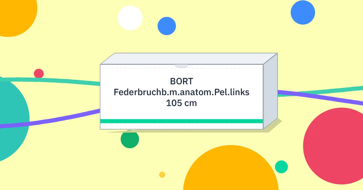 Symbolbild: Packung mit der Aufschrift BORT Federbruchb.m.anatom.Pel.links 105 cm (PZN 07195403) – Verfügbarkeit und Bezug in Apotheken in Frankfurt am Main