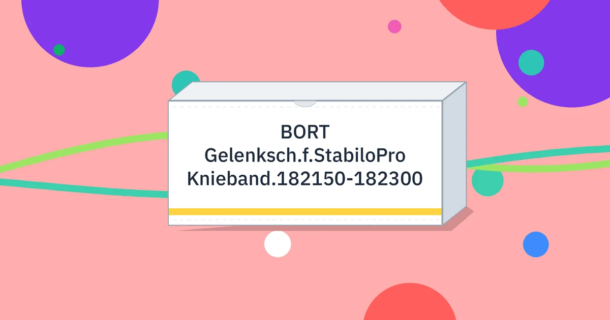 Symbolbild: Packung mit der Aufschrift BORT Gelenksch.f.StabiloPro Knieband.182150-182300 (PZN 11014548) – Verfügbarkeit und Bezug in Apotheken in Frankfurt am Main