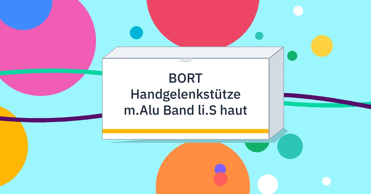 Symbolbild: Packung mit der Aufschrift BORT Handgelenkstütze m.Alu Band li.S haut (PZN 04125253) – Verfügbarkeit und Bezug in Apotheken in Frankfurt am Main